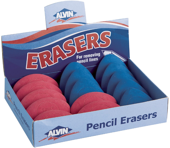 Pink Oval and Blue Triangular Pencil Erasers 15/Box | Artist Supply Source